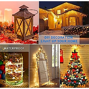 Decute 300Led 99FT Copper Wire Christmas Fairy String Lights Dimmable with Remote Control Starry Lights with UL Cerficated Decorative for Party Wedding Bedroom Yard Christmas Tree Warm White