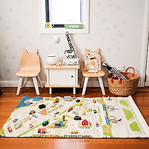 IVI 3D Play Carpets Mini City 59" L x 39" W Educational Toddler Car Mat Rug for Bedroom, Kids Den, or Playroom