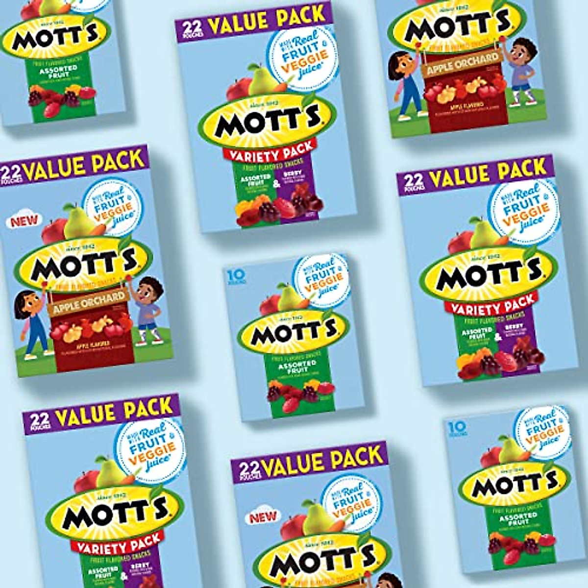 Mott's Fruit Flavored Snacks, Assorted Fruit, Pouches, 0.8 oz, 40 ct