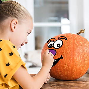 Supla 48 Kits Halloween Funny Face Pumpkin Decorating Craft Kits Decorates 48 Pumpkins Foam Jack-O'-Lantern Self-Adhesive Halloween Stickers for Kids Pumpkins Art Project Classroom Activity