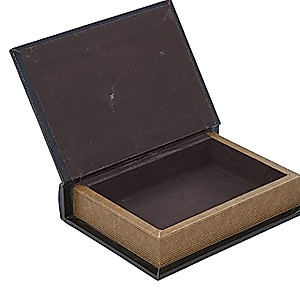 Deco 79 Wood Faux Book Box with Faux Leather Detailing, Set of 3 13", 10", 8"H, Brown