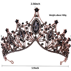 Crystal Wedding Crowns, Baroque Queen Crowns, Costume Party Hair Accessories, for Women and Girls(Black Crown)