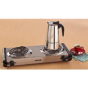 Imusa USA GAU-80312US Electric Double Burner 1750-Watts, Stainless Steel, Silver