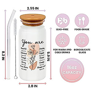 Christian Gifts for Women - Religious Gifts for Women, Catholic Gifts Women - Birthday Gifts for Women - Spiritual Gifts for Women, Her, Mom, Sister, Friends Female, Coworker - 16 Oz Faith Can Glass