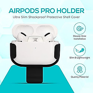 Earbud Case with Clip - Belt Holder Compatible with Apple AirPods Pro Case - Durable Holster Hanger for Earbuds Charger with Protective Rubber Coating - Carrying Accessories for Earphones - Black