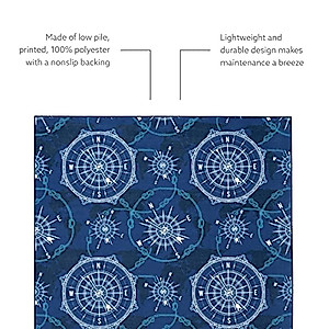 Linon Home Decor Products The Anywhere Washable Rug Velmer Blue & Ivory 3' X 5' Accent Rug