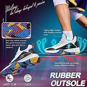 ASHION Boys Basketball Shoes Kids Non-Slip Sneakers Girls Outdoor Trainers (Little Kid/Big Kid), White 7 Big Kid