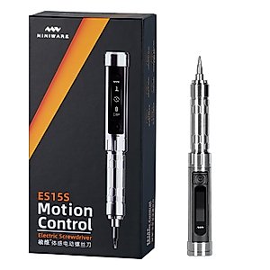 YKEY Original MINIWARE ES15S Mini Electric Power Screwdriver Rechargeable Portable Small Cordless Smart Motion Control with 24 Magnetic Bits OLED Screen Repair Tool for Phone Camera Laptop