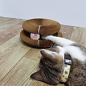 2pcs Magic Organ Cat Scratching Board with 4 Cat Ball Toys Foldable Cat Cordain Scratcher for Grinding Claw, Durable Interactive Cat Scratching Cardboard for Indoor Cats