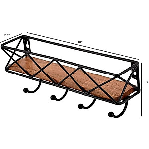 NIRMAN Key Hooks for Wall Decorative, Entryway Key Hooks, Wall Mounted Key Rack with 4 Hooks for Entryway Living Room Bedroom (10" x 2.5" x 4")