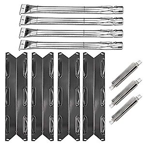 VICOOL BBQ Grill Kits Replacement for Kenmore 146.16198211,146.34611410,146.10016510, Porcelain Heat Shield, Stainless Steel Burners and Crossover Tubes Parts