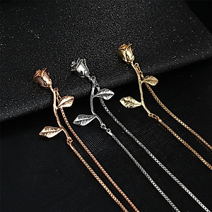 JczR.Y Fashion Red Rose Chain Bracelet Charm for Women Simple Temperament Flower Bracelet Link Ornaments Jewelry(rose gold)