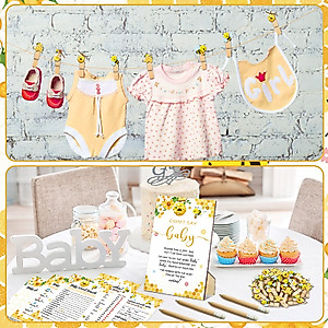 Patelai 321 Pcs Baby Shower Games Supplies, 5 Sets (50 Cards Each) Activities Cards with 20 Pencils 1 Don't Say Baby Sign 50 Clothespin(Bee)