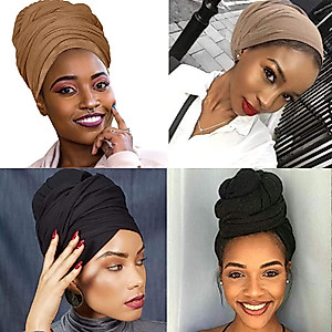 Youme Head Wraps for Women Large Headband Turban Scarf for Black Hair band African Stretch Jersey Turban Hair Band