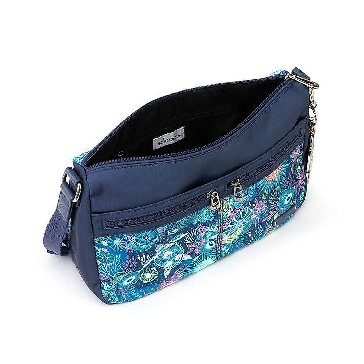 Sakroots womens & Bag, Purse, New Adventure Hobo Shoulder Crossbody Bag Stylish Roomy Purse Made From Recycled Materials, Royal Blue Seascape, One Size US
