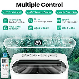 COSTWAY Portable Air Conditioners, 12000 BTU 4 in 1 AC Unit with Cool, Fan, Heat & Dehumidifier, Alexa Voice-Enabled Air Cooler with WiFi Smart App Control, LED Display, 24H Timer, Cools up to 450 Sq. Ft (12000BTU)