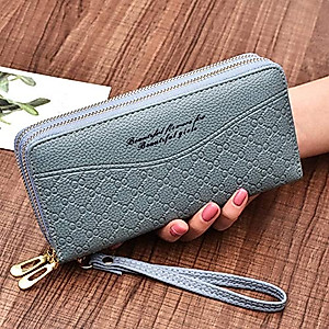 QLAZO Wallet for Women， Wallet, Fashion Double Zipper PU Women's Wallet Long Style Large-Capacity Wallet Coin Purse (Color : Rubber Pink)