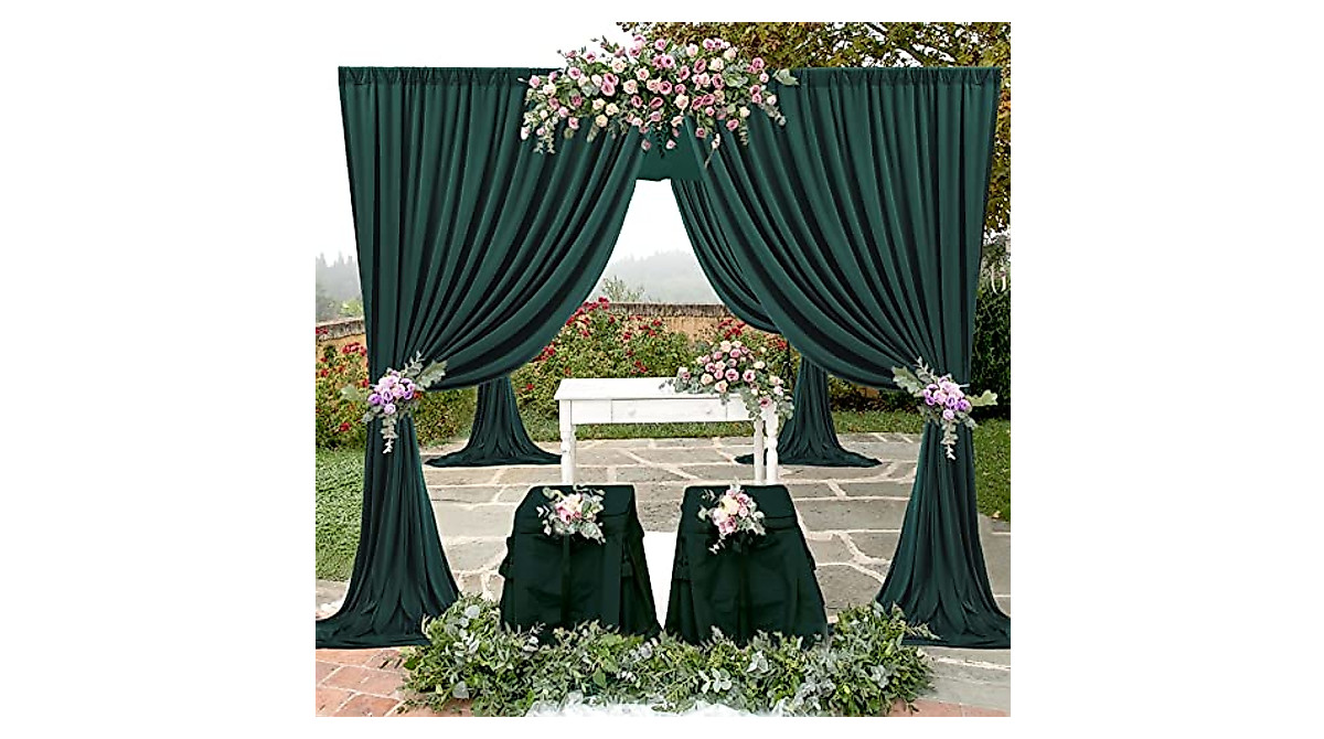 Elegant Hunter Green Backdrop Curtain for Parties