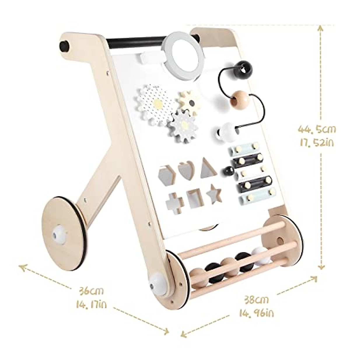 Asweets Wooden Baby Walker Push and Pull Learning Activity Walker with Roller for Boys and Girls Stand Learning Walker Toddler Toy