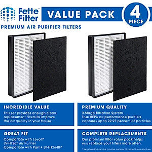 Fette Filter - Premium Air Purifier Replacement Filter Set, Compatible with Levoit LV-H126 Air Purifier (2 Hepa 2 Carbon)