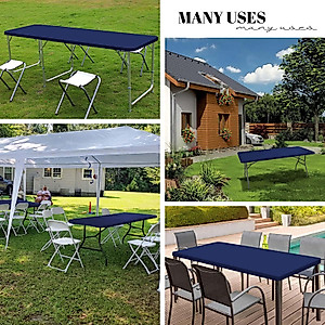 YJYQHYX 8 Pack Spandex Table Top Covers for 6ft Table, Stretch Fabric Table Covers Washable Elastic Polyester Tablecloth for Home Parties, Banquet, Outdoor Picnics, Weddings (Navy Blue, 30"x72")