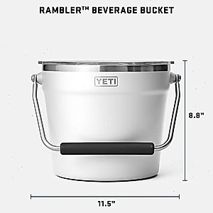 YETI Rambler Beverage Bucket, Double-Wall Vacuum Insulated Ice Bucket with Lid, White
