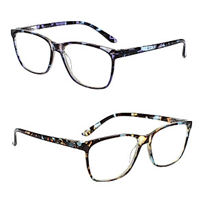 SIGVAN Ladies Reading Glasses Blue Light Blocking Spring Hinge Fashion Pattern Print Eyeglasses for Women (multicolour, 1.75)