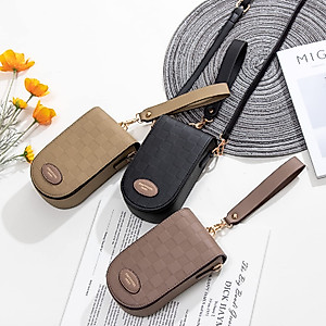 CornerLife Small Cellphone Crossbody Bags Purse for Women Phone Wallet Purse Mini Phone Case PU Leather with 2 Straps (Black)