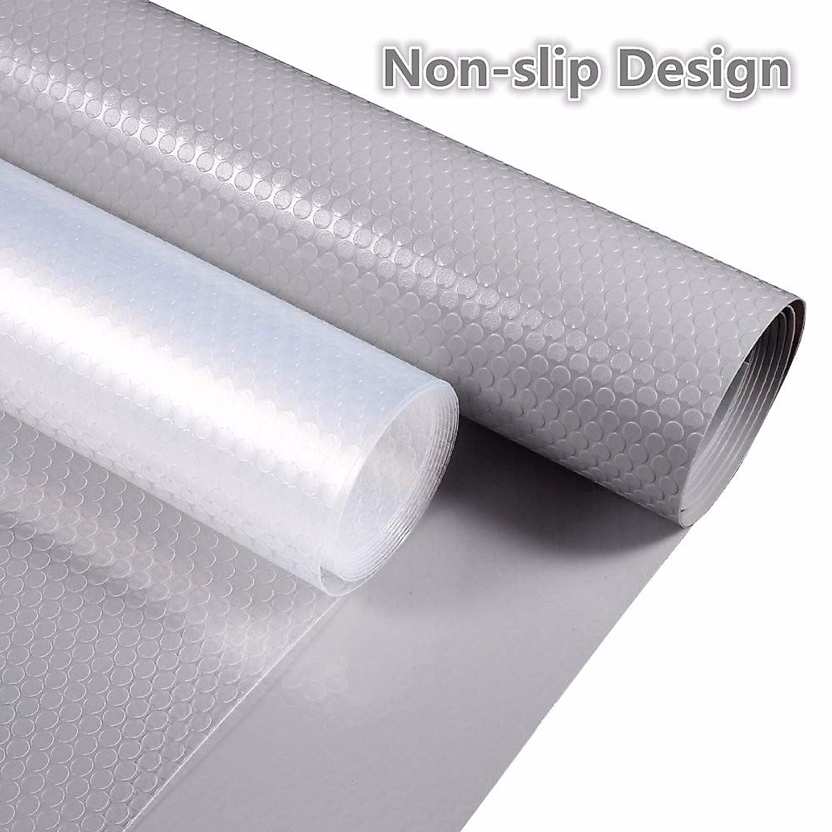 3 Rolls EVA cabinet liner, Non-slip Shelf Liners for kitchen Cabinets, Waterproof Cupboard Drawer Cushion Mats, DIY Multipurpose Antifouling Pads,17.7"x59"-Transparent