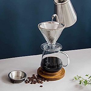 Glass Range Coffee Server For Pour Over Coffee & Tea - 600ml/20oz Ovalware Microwave Safe & Heatproof 2.5mm Thick Glass Body
