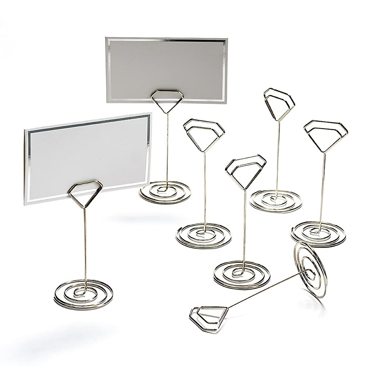 Jofefe 24Pcs Unique Table Number holders with 24Pcs Place Cards, Place Card Holder, Table Card Holders, Table Number Stands, Photo holder Name Card Picture Clips for Wedding, Birthday Party