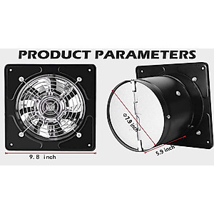 Nalle 8 inch Exhaust Fan 80W 500CFM Through-wall installation Ventilation Fan 110V Exhaust Smoke Fan Ventilation for Kitchen,Bathroom,laundry room,Toilets,Garage,Shopping Mall (Black