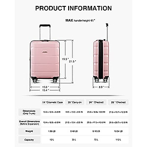 LUGGEX White Luggage Sets 3 Piece for Women - Expandable Carry on Luggage Set with Spinner Wheels - Lightweight Fashion Travel Companion