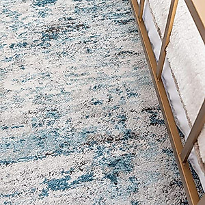 Rugs.com Leipzig Collection Area Rug – 5X8 Blue Low-Pile Rug Perfect for Bedrooms, Dining Rooms, Living Rooms