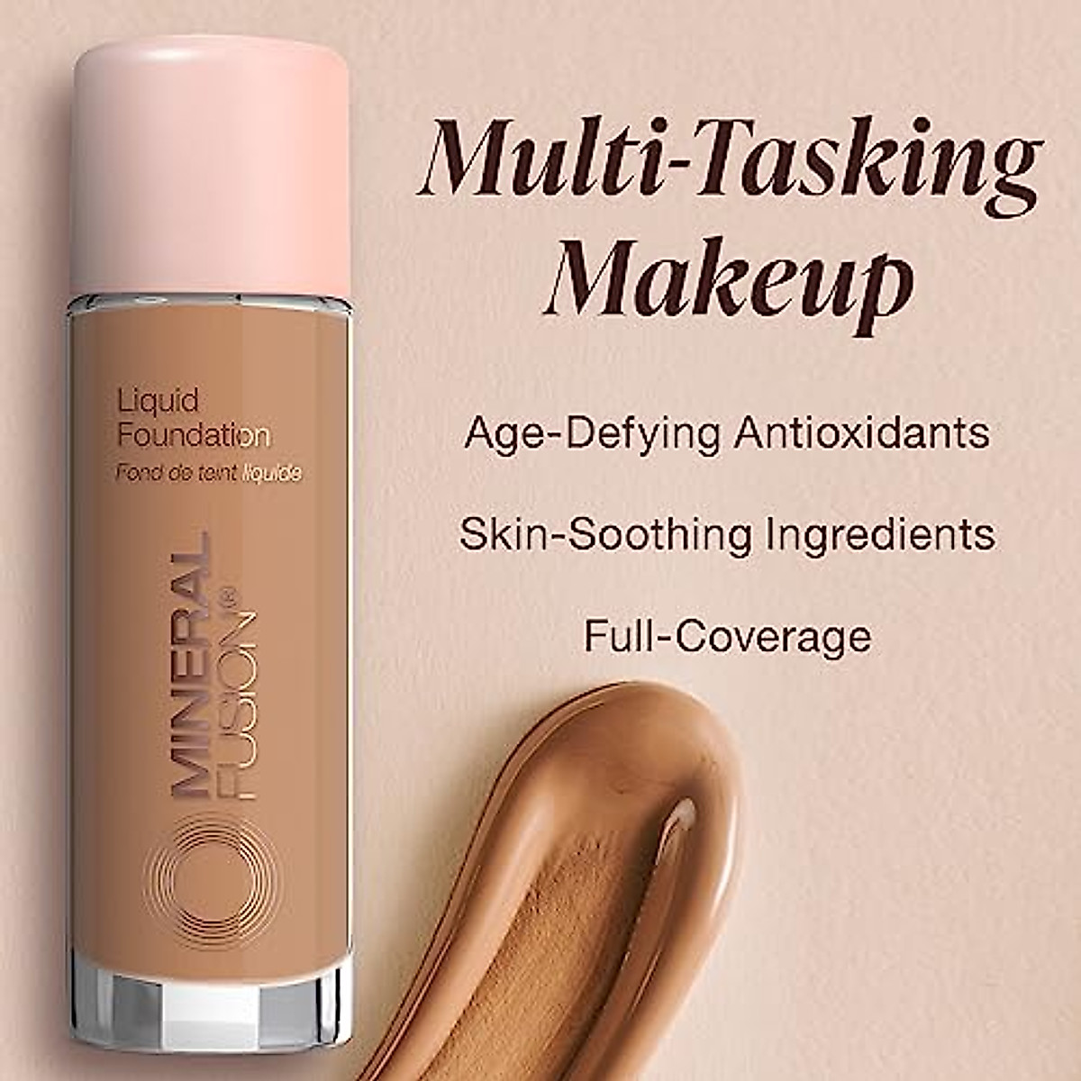 Mineral Fusion Full Coverage Foundation, Liquid Foundation - Olive 2- Olive Complexion w/Green Undertones, Lightweight Matte Finish, Up to 12 Hr Hydration, Hypoallergenic & Vegan, 1 fl. oz