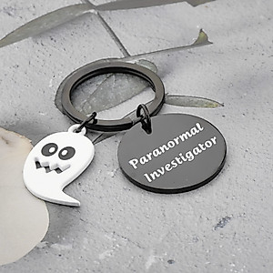 CENWA Funny Paranormal Investigator Keychain Ghost Hunter Gifts Ghost Hunting Gifts Hallowen Day Gift (Paranormal black K)