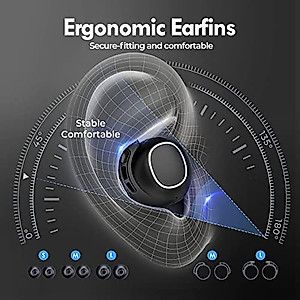 True Wireless Earbuds Call Headphones Deep Bass Bluetooth 5.0 Light Weight Wireless Charging Case IPX7 Waterproof Headset Black