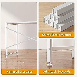 CubiCubi Small Computer Desk with Storage Shelves, 47 Inch Home Office Desk Study Writing Table for Small Space, White