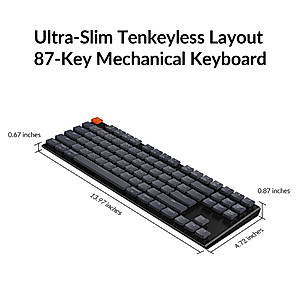 Keychron K1, Tenkeyless Layout 87 Keys Ultra-Slim Bluetooth Wireless/USB Wired Mechanical Keyboard with Low-Profile Gateron Red Switch White LED Backlight Compatible with Mac Windows-Version 5