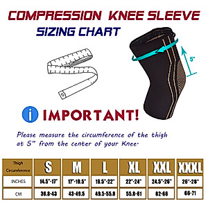 THX4COPPER Sports Compression Knee Brace for Joint Pain and Arthritis Relief, Improved Circulation Support for Running, Jogging, Workout,Gym-Best Knee Sleeve-Large