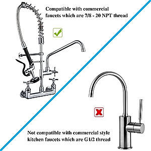 NETISR Pre Rinse Sprayer Commercial Sink Faucet Spray Valve Chrome with Non-Slip Handle (Black)