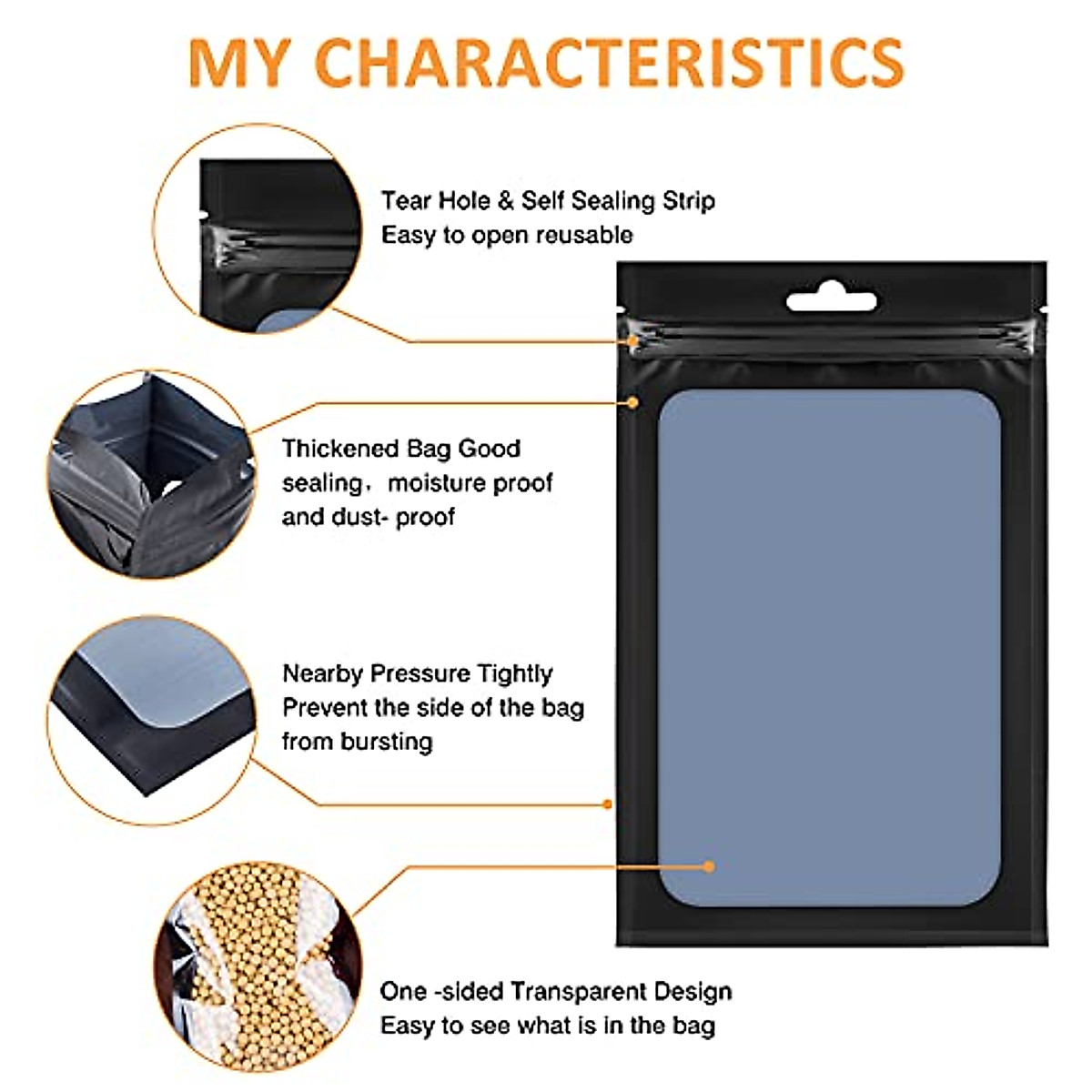 LODROC 100 Pieces Resealable Mylar Ziplock Bags with Clear Window - 3.5x4.7 Inches Smell Proof Bag Coffee Beans Packaging Pouch for Food Self Sealing Storage Supplies Jewelry Electronics Party, Yellow