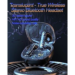 Wireless Headphones, Bluetooth Earbuds ENC Noise Cancelling Translucent Earphones in Ear, HiFi Stereo Dual Microphone Mini Sport Ear Buds with Fast Charging,IP7 Waterproof Sweat Resistant Headphones
