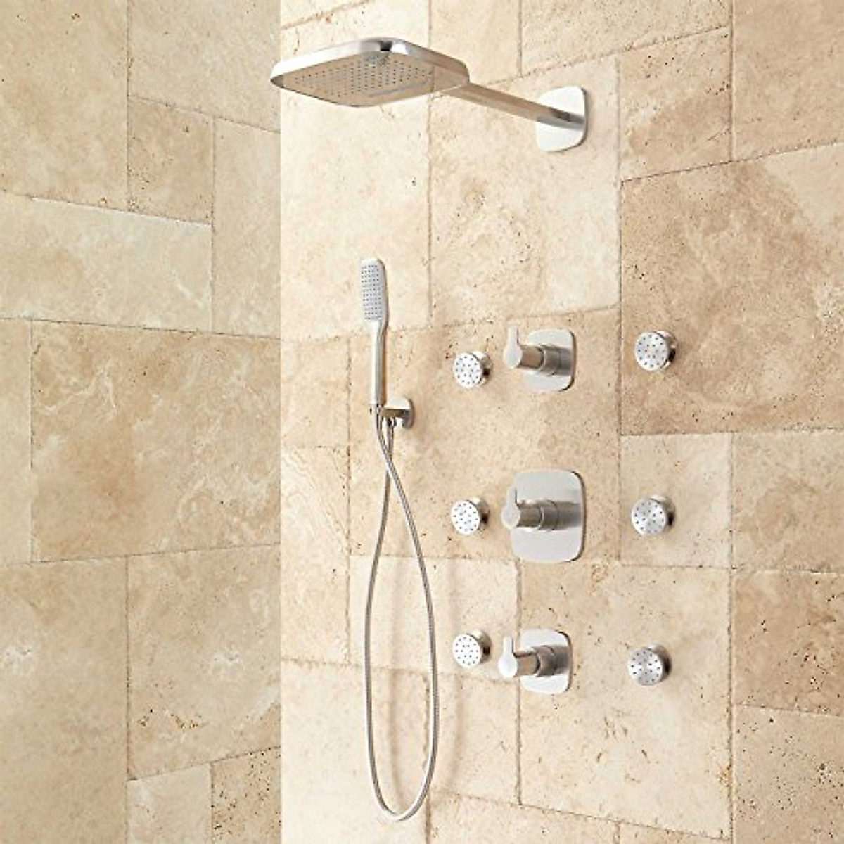 Signature Hardware 927745 Arin Thermostatic Shower System with Hand Shower and 6 Body Sprays - Rough In Included