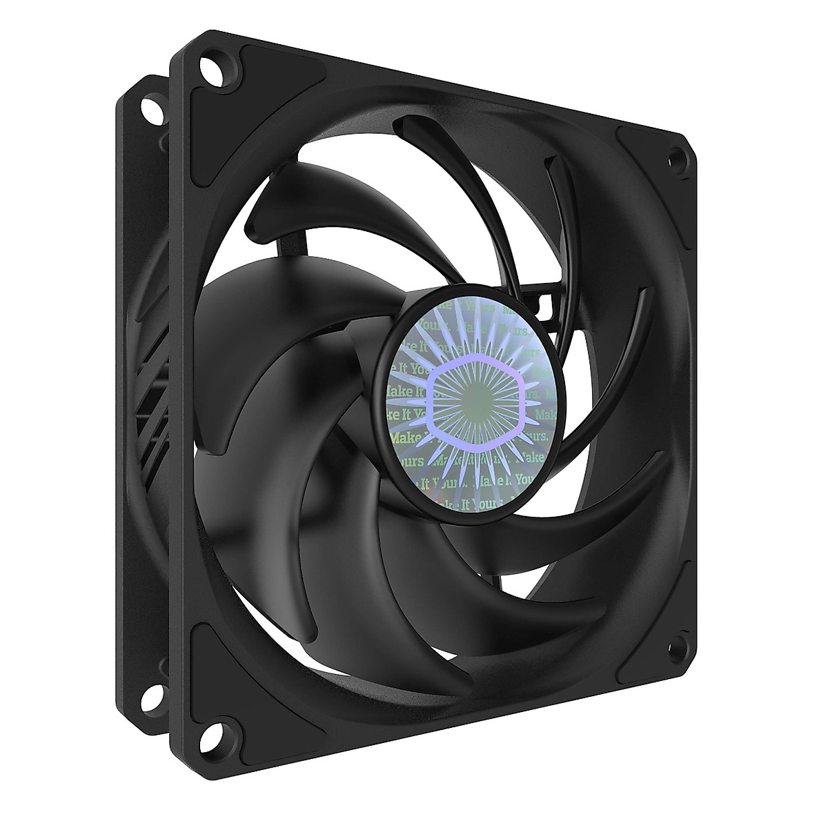 Cooler Master SickleFlow 92 All-Black Square Frame Fan, Air Balance Curve Blade, Sealed Bearing, 92mm PWM Control for Computer Case & Air Coolers