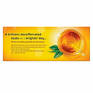 Lipton Decaffeinated Black Enveloped Tea Bags, 72 Count (Pack of 6)