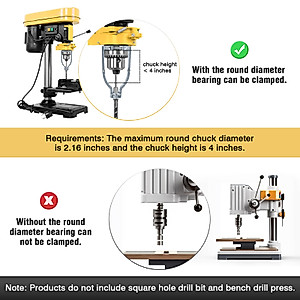 Garaook Square Hole Drill Bit Adapter, Galvanize Mortising Attachment for Drill Press, Only Compatible with Bench Drill Press and Corded Drill Featuring The Non-Rotating Clamping Bearing