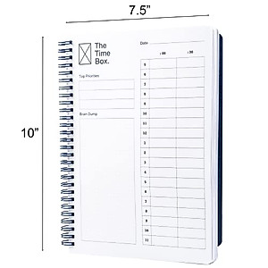 The Time Box Daily Management Notebook - Time Blocking To Do List Planner, Brain Dump Agenda, Blank Hourly Personal Organizer Notepad for Work 140 Undated Pages 7" x 10"