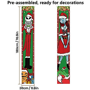 Jack Skellington Sally Banner Nightmare Before Christmas Decorations Porch Door Sign Welcome Banner Indoor Outdoor Wall Home Party Supplies