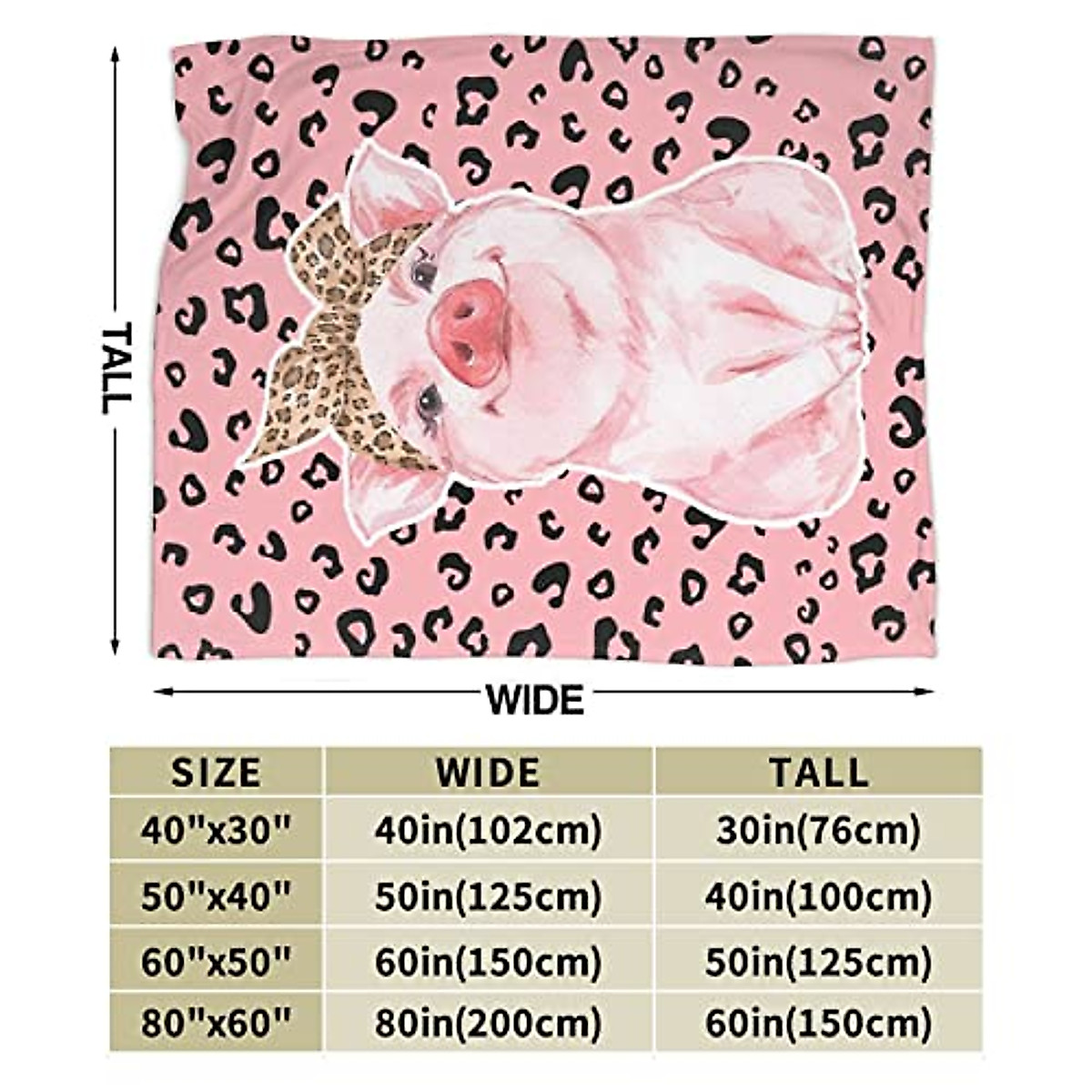 Cute Pig Cozy Soft Flannel Blanket Luxury Fleece Bed Blanket Throw Blanket Lightweight for Sofa Chair Bed for Couch Living Room 50"X40"